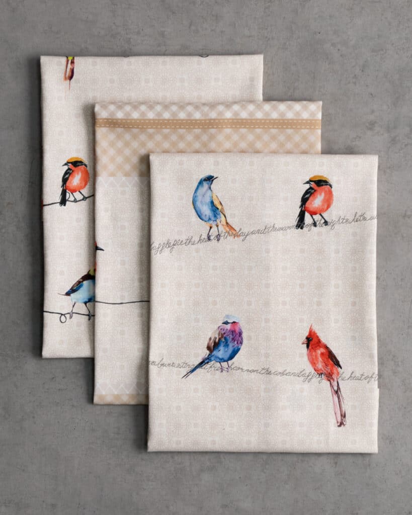 Birdies On Wire Kitchen Towel - Maison D'Hermine