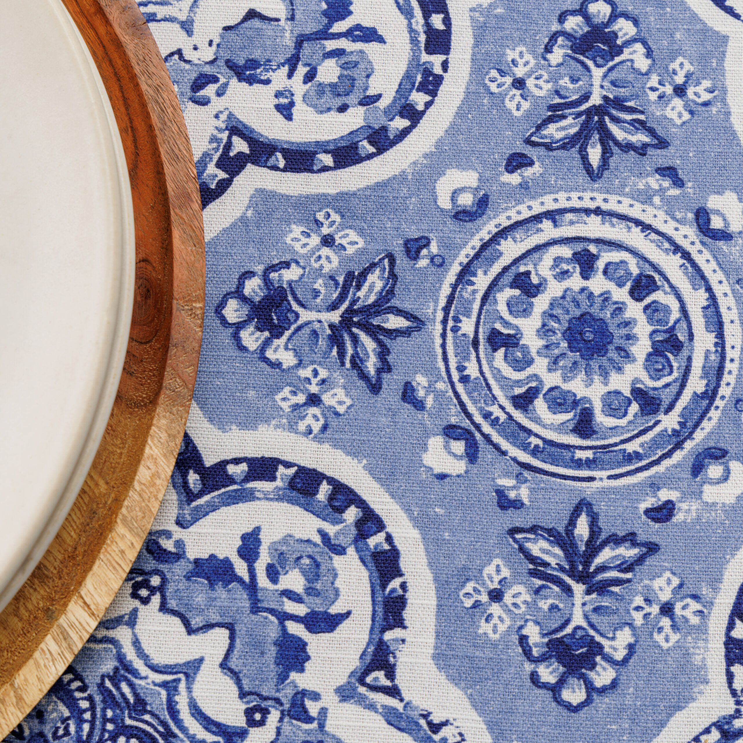 Melodie Blue Round Tablecloth - Maison D'Hermine