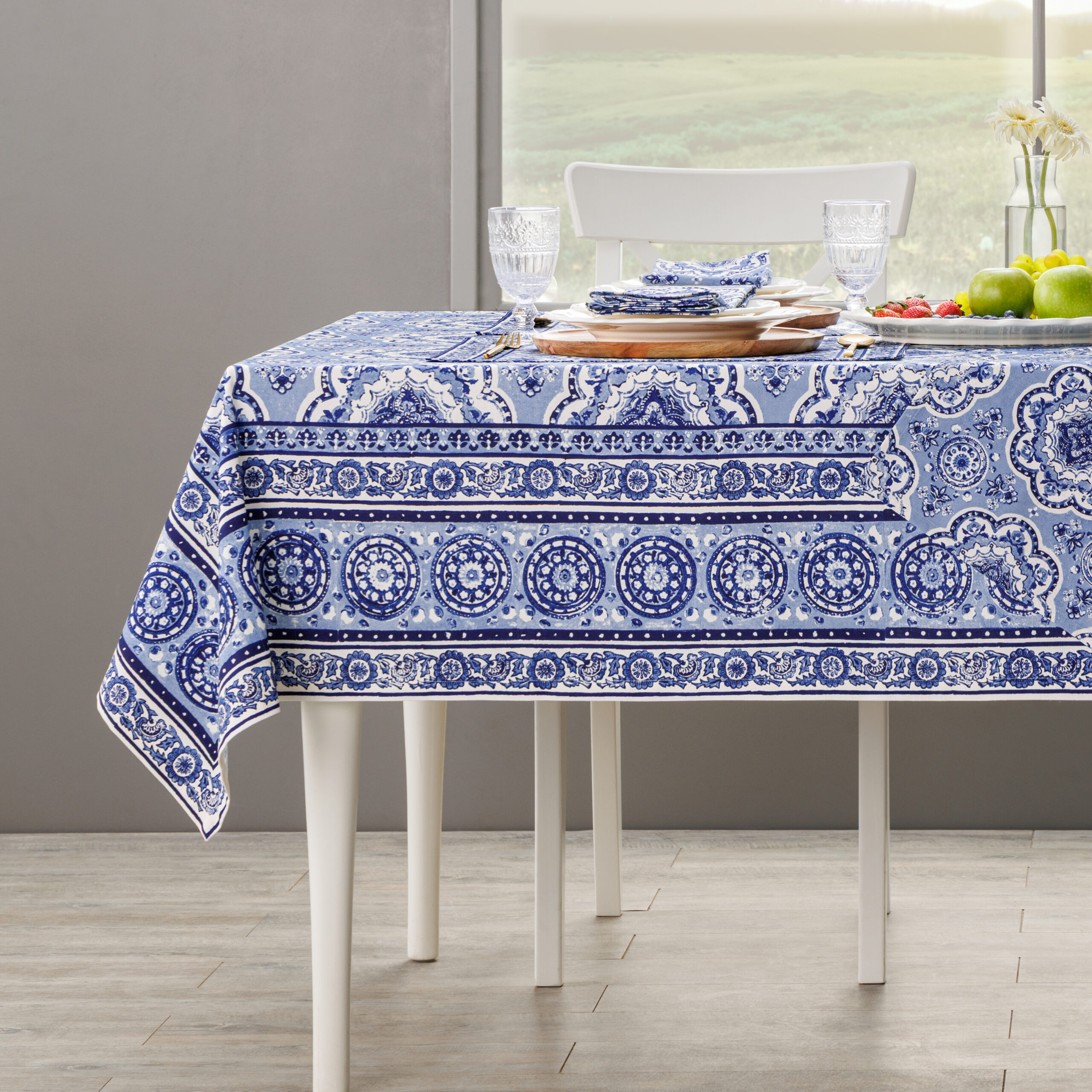 Melodie Blue Tablecloth - Maison D'Hermine