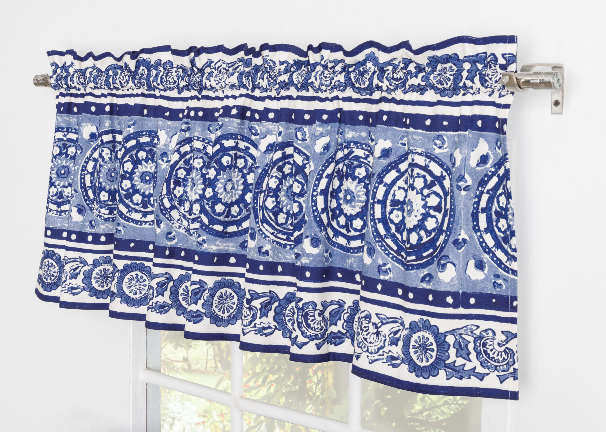 Melodie Blue Kitchen Curtain - Maison D'Hermine
